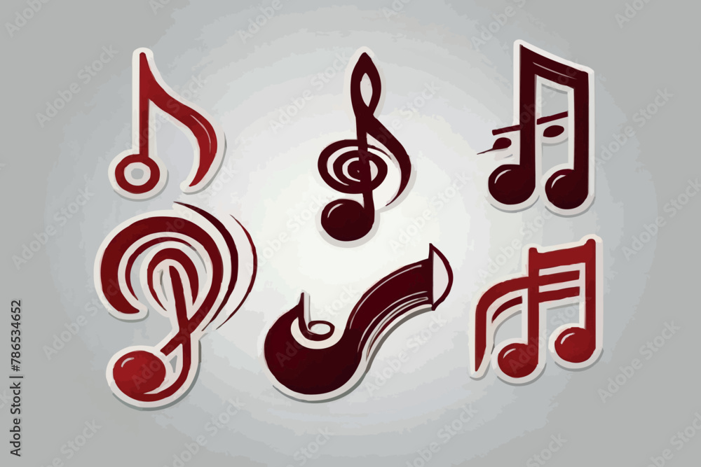 Music notes on lines collection. Musical chords with curves and swirls ...