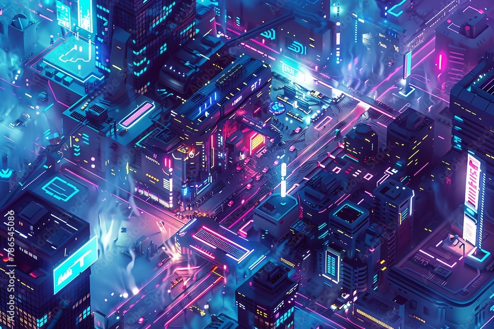 Explore a futuristic cityscape from a striking aerial view in detailed ...