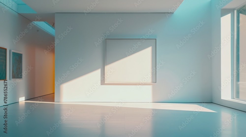 Create your masterpiece in this empty white room with a blank canvas ...