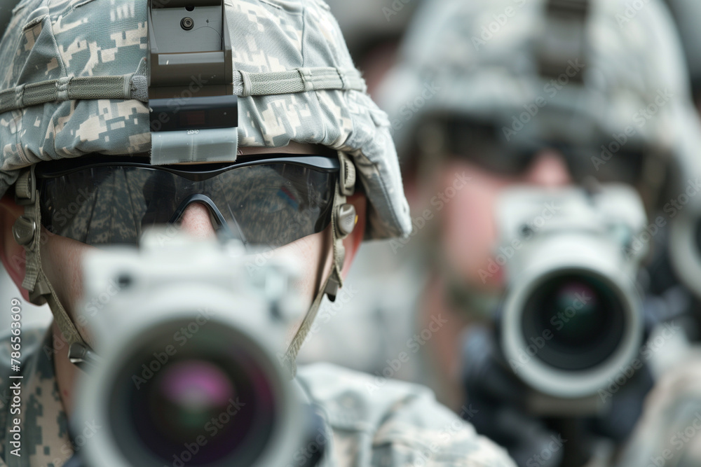 military surveillance officer in action, exemplifying the readiness and ...