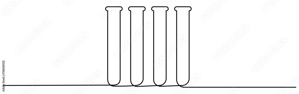 Chemical lab flasks set continuous line drawing. Science equipment ...