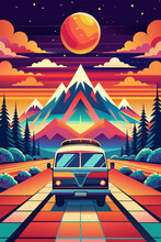 Retro 70s VW Van Poster Free Stock Photo - Public Domain Pictures