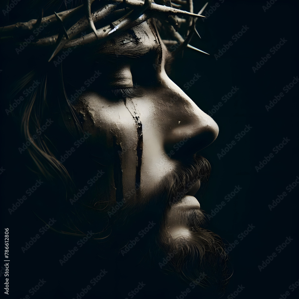 Jesus Christ crucified image Stock Illustration | Adobe Stock