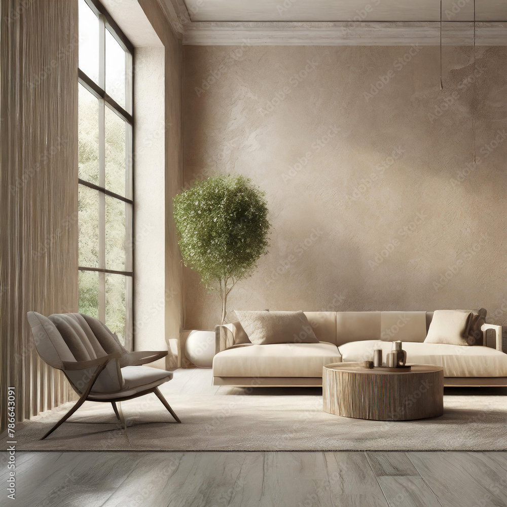 Light beige living room - modern interior hall and furniture design ...