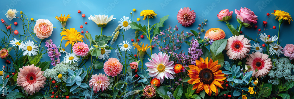A Beautiful Bouquet of Blooming Roses and Spring Flowers in a Serene ...