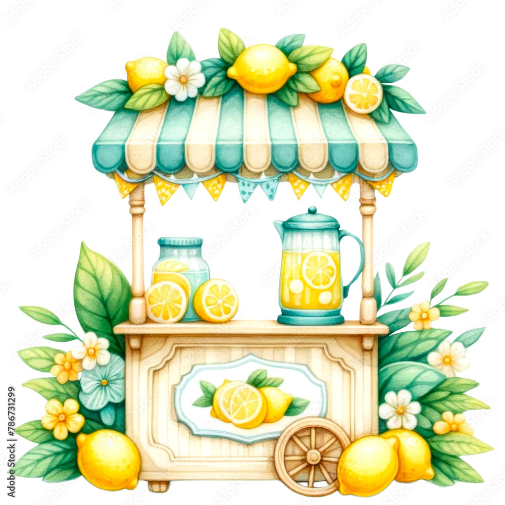 Summer Lemonade Stand and Festive Decorations Clipart, This collection ...