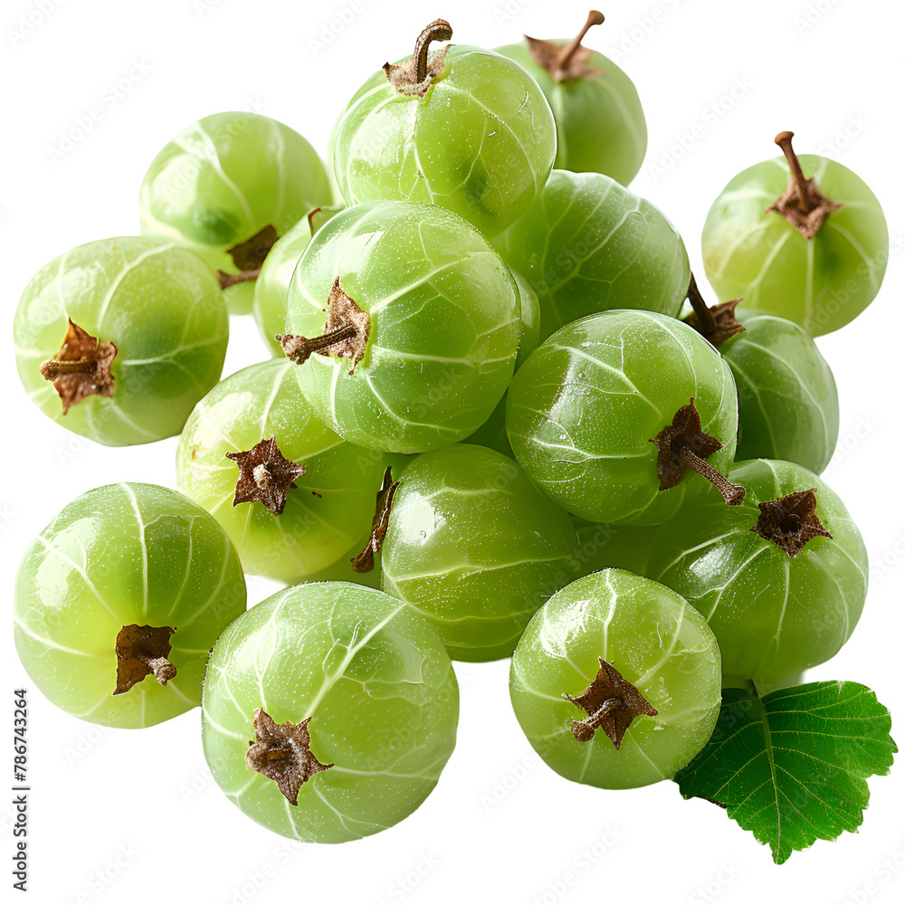 An HD image of fresh Indian gooseberries (amla), their green, spherical ...