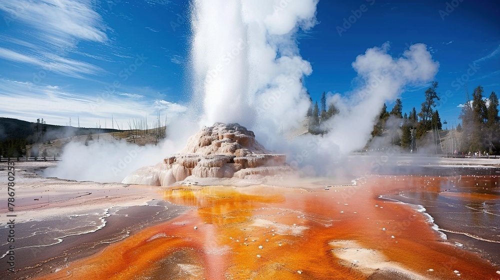 Geysers shoot hot water and steam into the air with great force. The ...