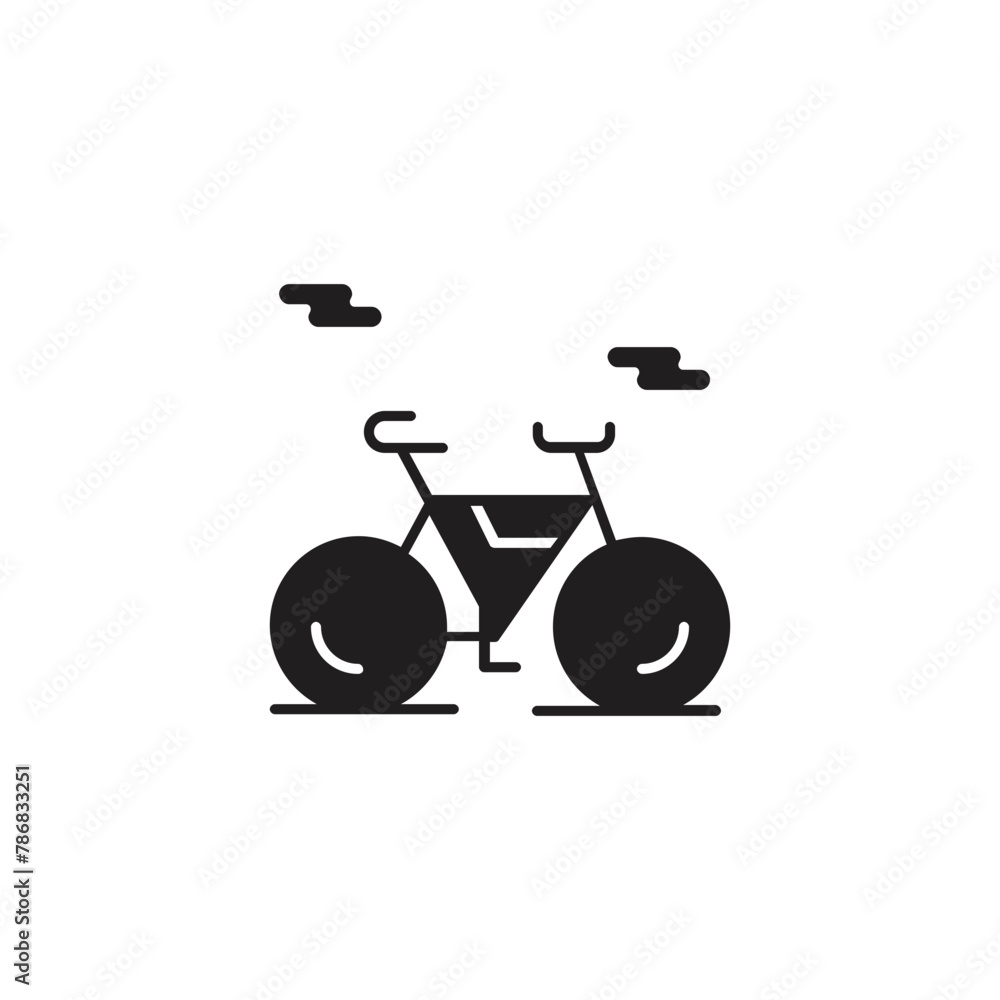 Set of Transportation Silhouette Icons. Bicycle, Train, Stop Station ...