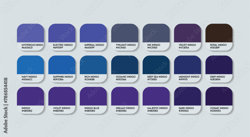 Стоковое векторное изображение «Indigo Color Guide Palette with Color ...