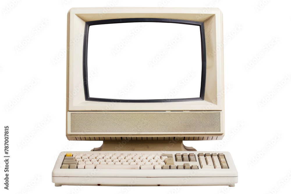 Old vintage television monitor screen with empty displays isolated ...