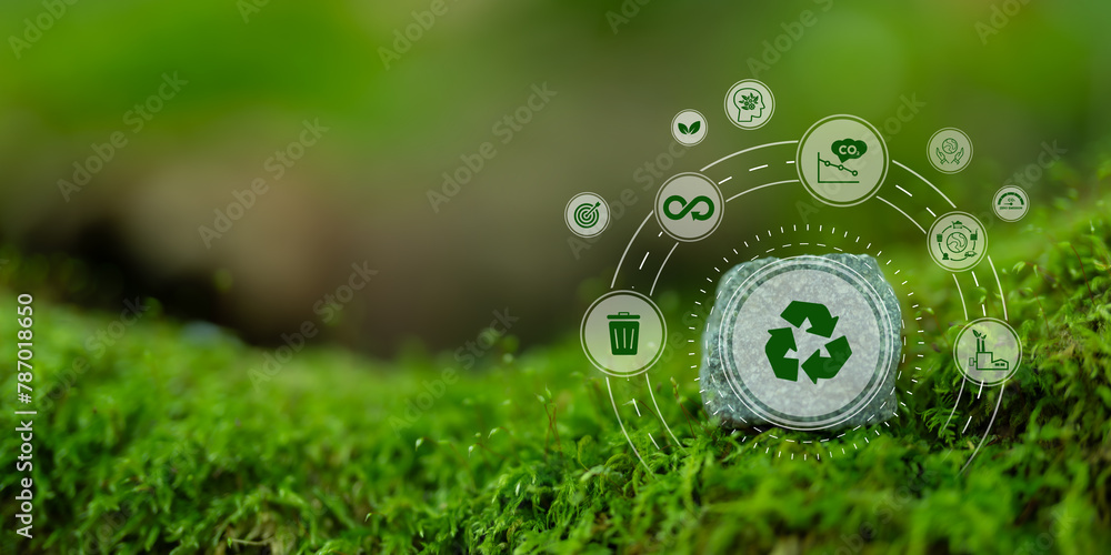 Stock-Foto „Recycling, zero waste, waste management concept. Carbon neutral, net zero ...