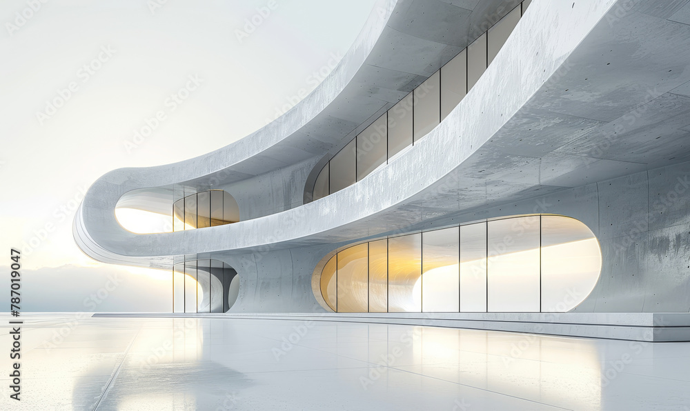 Abstract Minimal Concrete Architecture Building Empty Open Space Floor ...