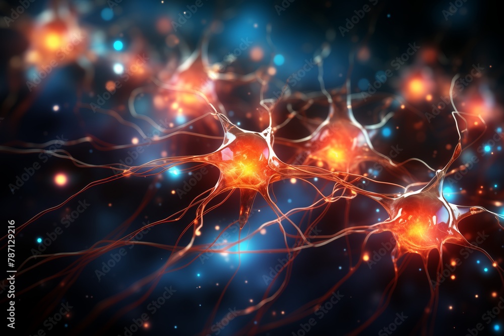 concept of work nerve cells and nerve endings in the brain Stock Photo ...