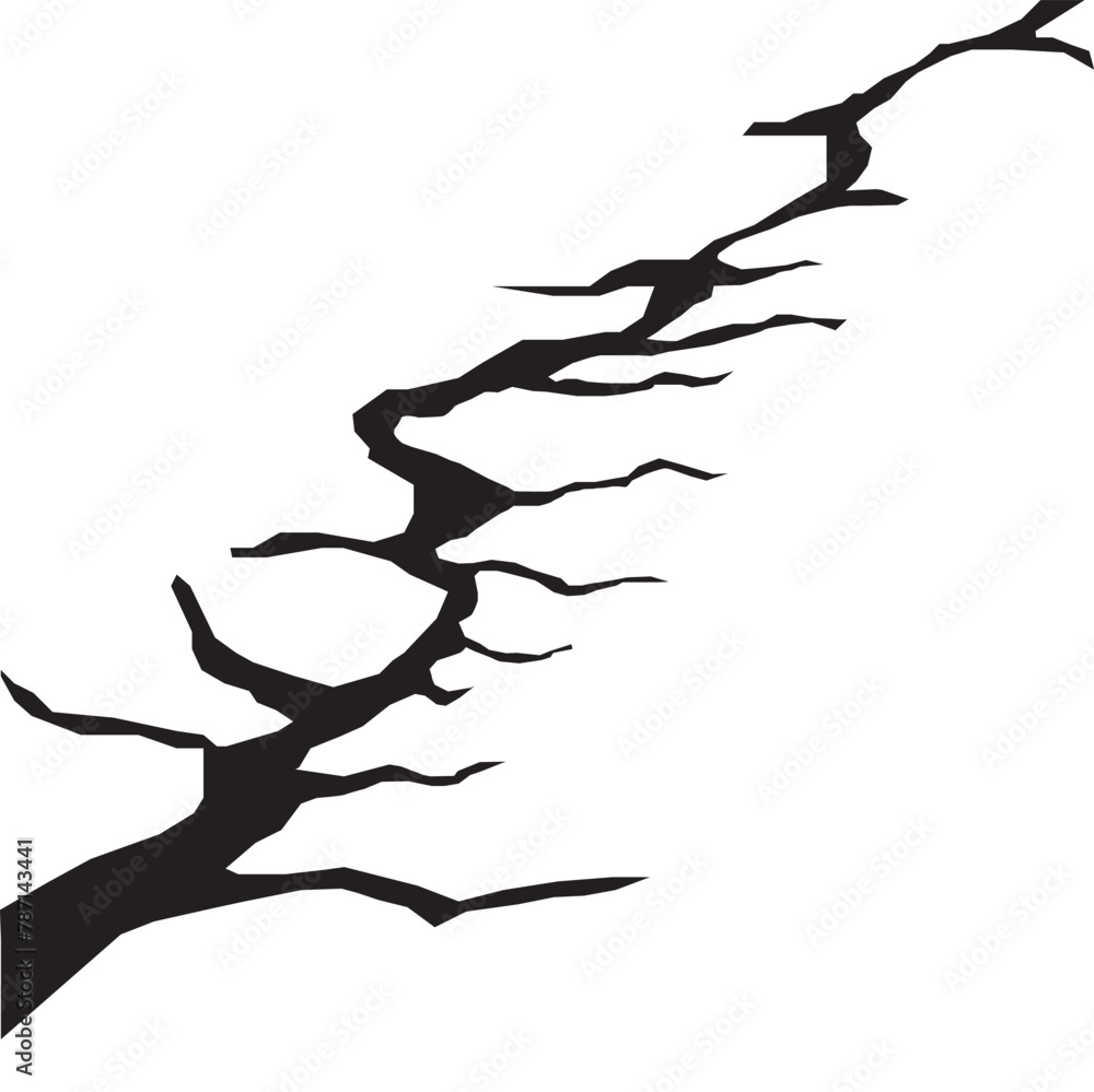 Crack vector icon, cracked ground, earthquake effect, hole wall, ice ...