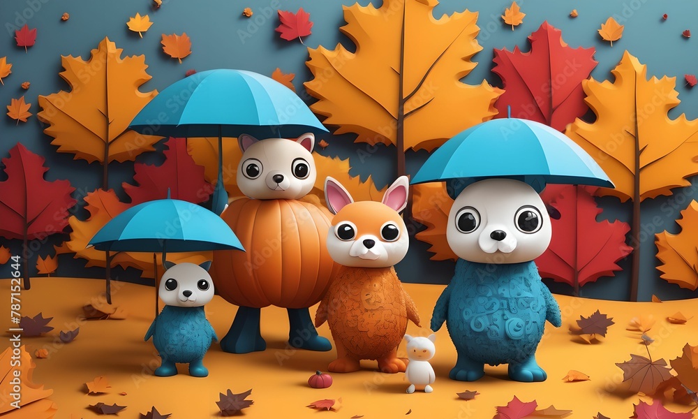 wallpaper for children, representing adorable animals in relief Stock ...