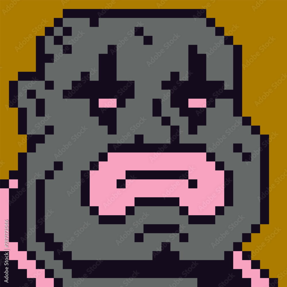 Man clown with big mouth avatar pixel art freak character, cartoon ...