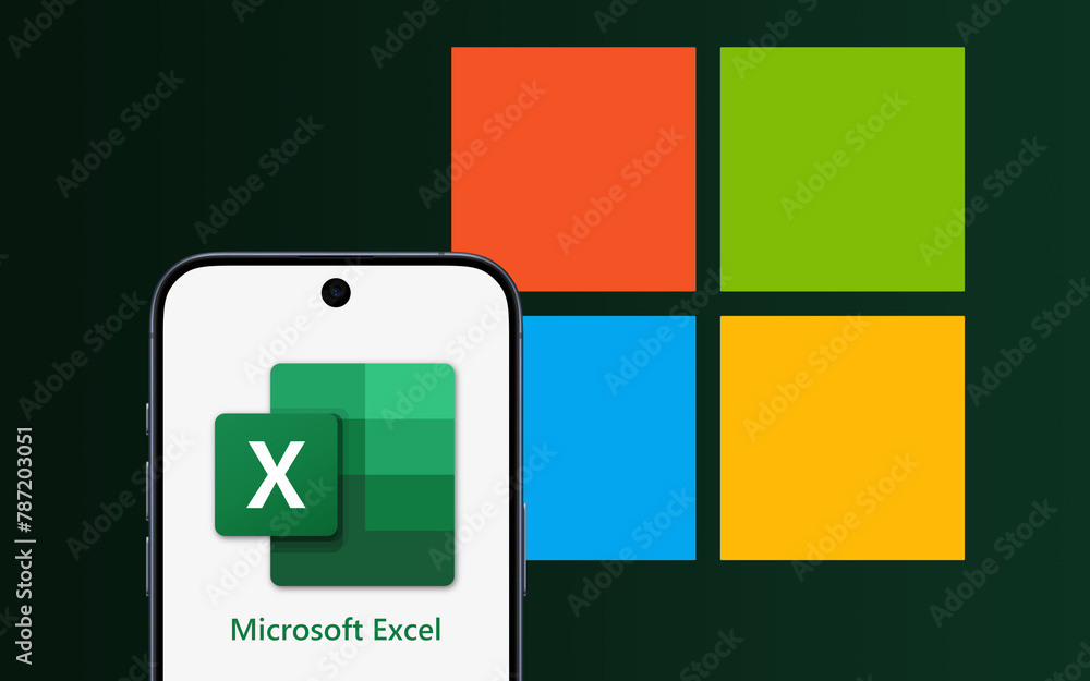Photo Stock Microsoft Excel logo is displayed on a modern smartphone ...
