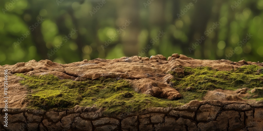 Detailed cross-section showing the layers of soil and a lush mossy ...