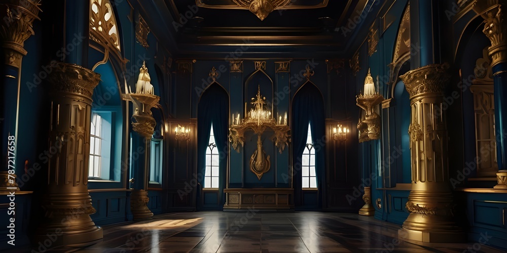 Royal Palace Interior: Realistic Fantasy Gold and Black Design with ...