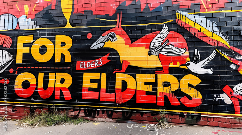 Street art graffiti wall Naidoc week quote FOR OUR ELDERS Australia ...
