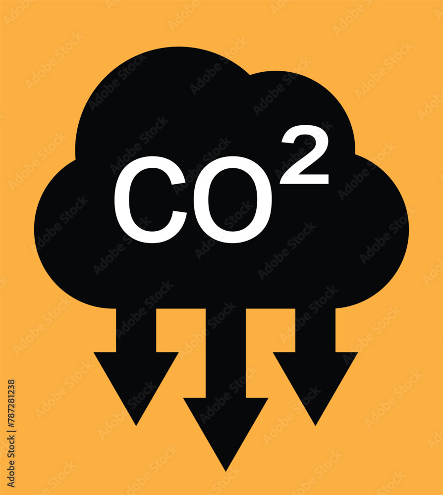 Reduce co2 gas icon set. carbon reduction cloud sign. cut c02 pictogram ...