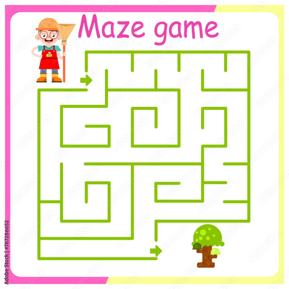 Children's logic game on passing the labyrinth. Educational game for ...