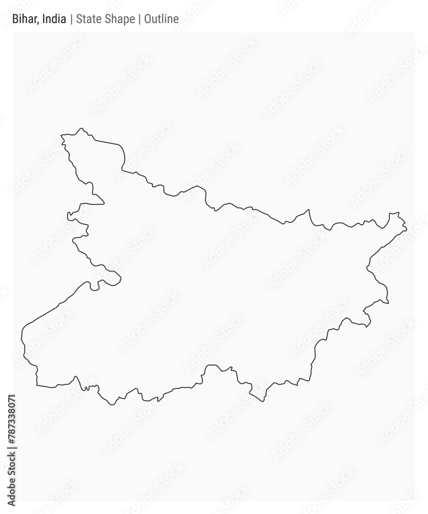 Bihar, India. Simple vector map. State shape. Outline style. Border of ...