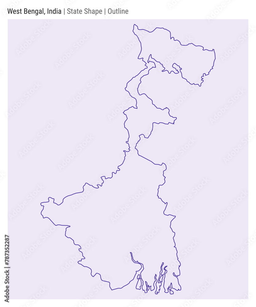 West Bengal, India. Simple vector map. State shape. Outline style ...
