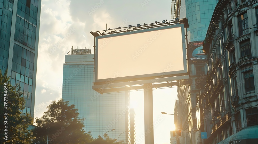 Blank billboard sign mockup in the urban environment empty space to ...