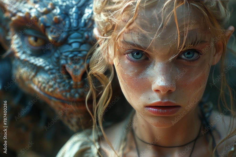 Alice facing off against the fearsome Jabberwocky in a surreal and ...