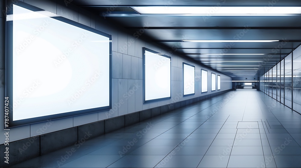 Horizontal long mock up of blank advertising billboard poster template ...