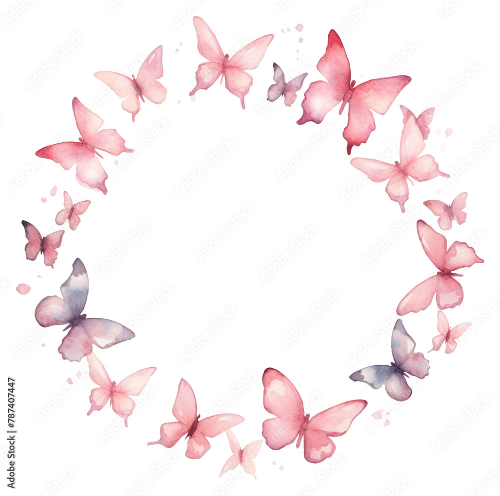PNG Pink butterfly circle border pattern petal white background. Stock ...