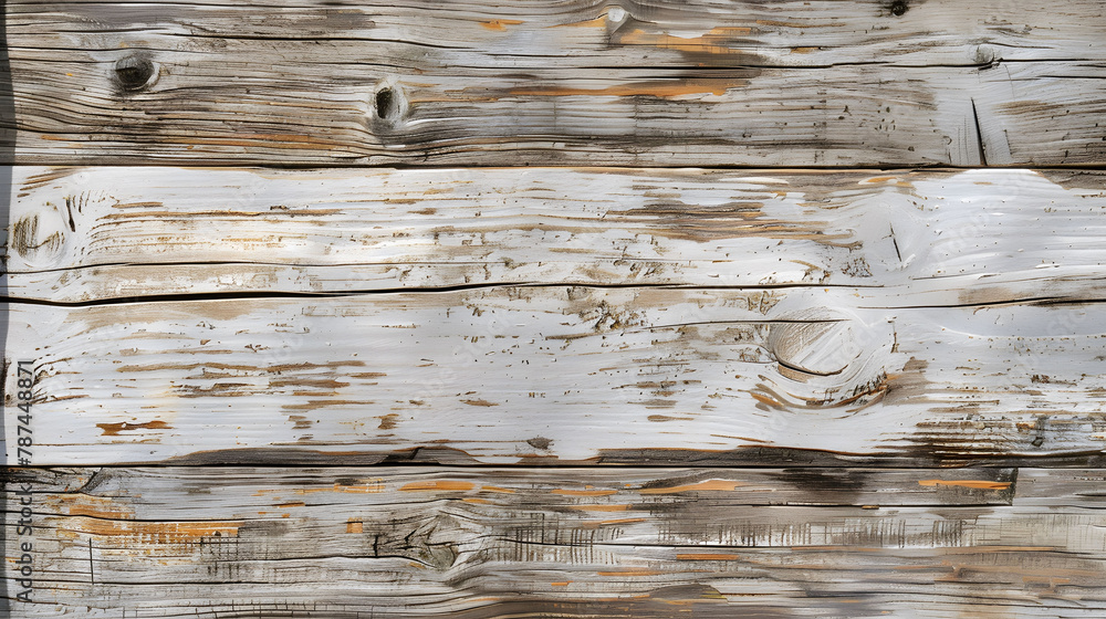 Rustic sun-bleached reclaimed wood texture with peeling paint. Full ...