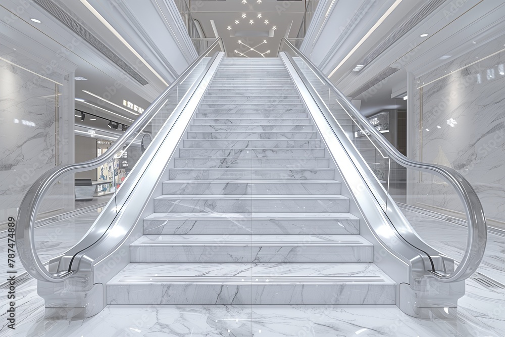 Luxurious Marble Staircase with Elegant Silver Railings in a Modern ...