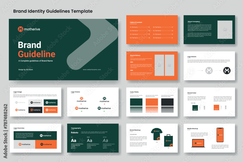 Praca wektorowa bez tantiem: Brand guidelines template and Modern brand ...