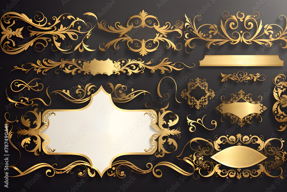 Luxury gold ornate invitation vector set. Collection of ornamental ...