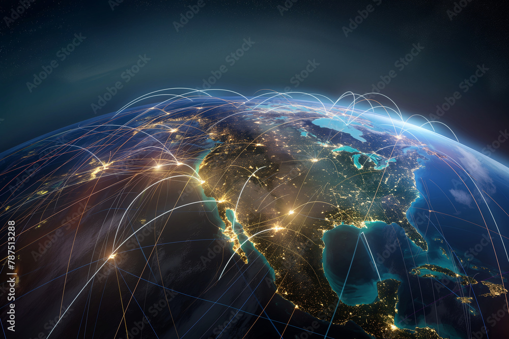 A stunning view of Earth from orbit, with continents connected by ...
