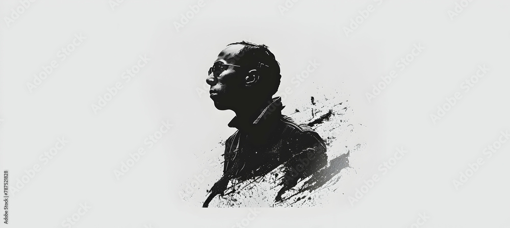 Generate a minimalist portrait of an indie film director, using camera ...