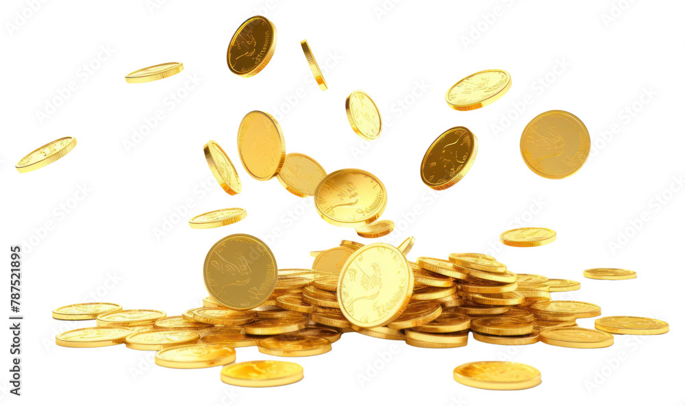 PNG Golden coins floating money white background investment. Stock ...