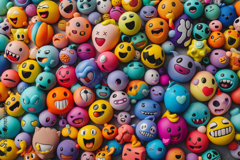 Lots of smiling emojis, background with a texture of funny emojis Stock ...