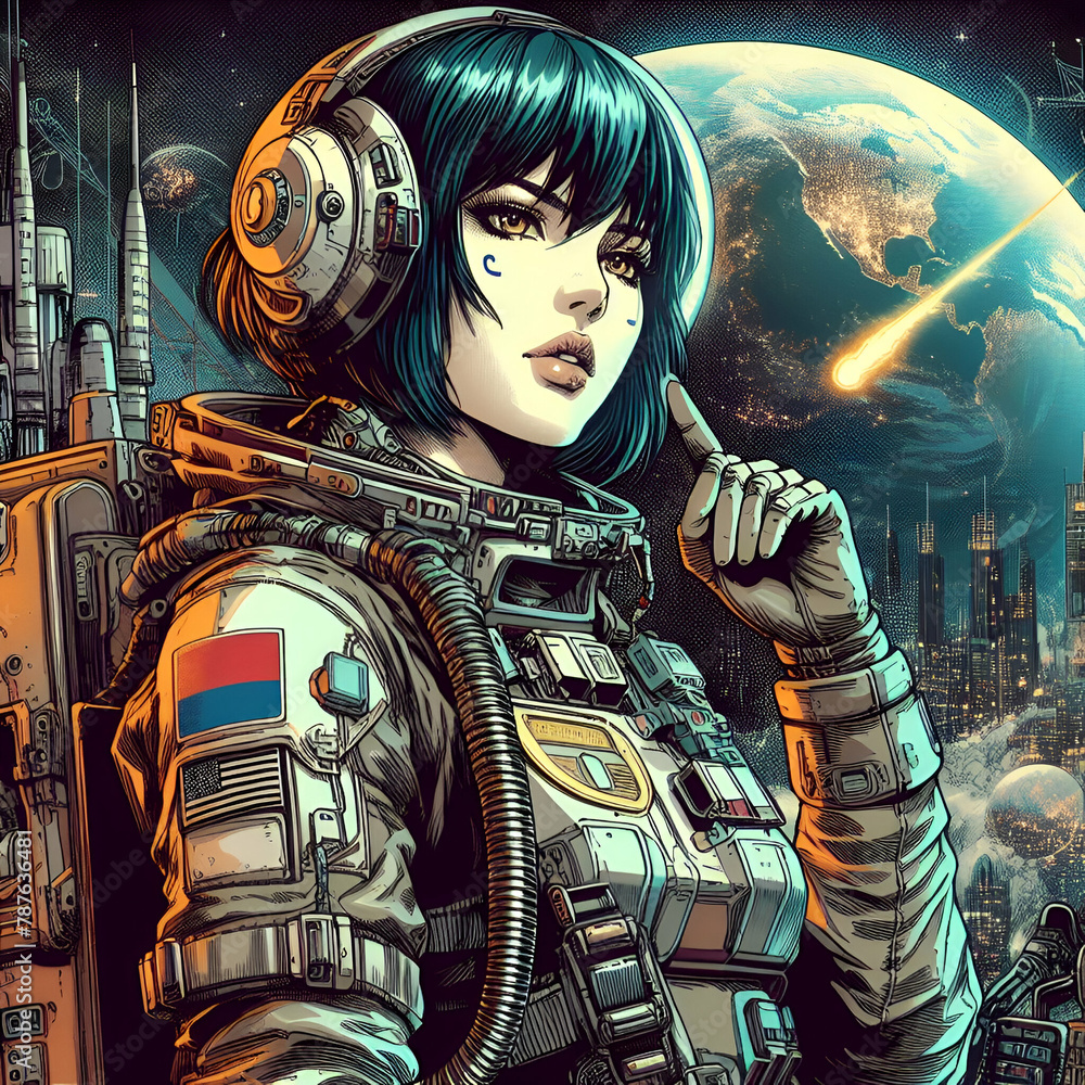 Futuristic Retrowave Digital Comic Art Cartoon Cyberpunk Anime Mange ...