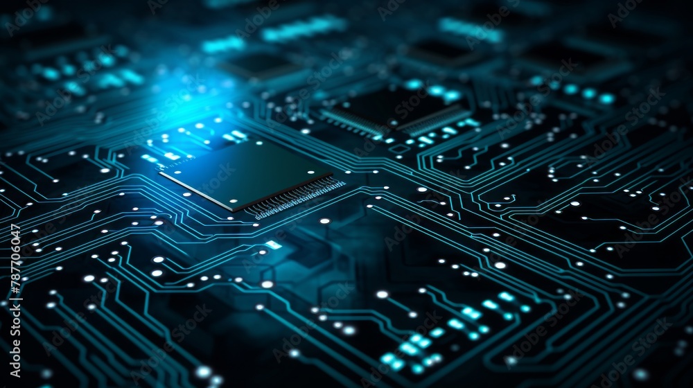 Circuit board technology electronic gadgets, in the style of light ...