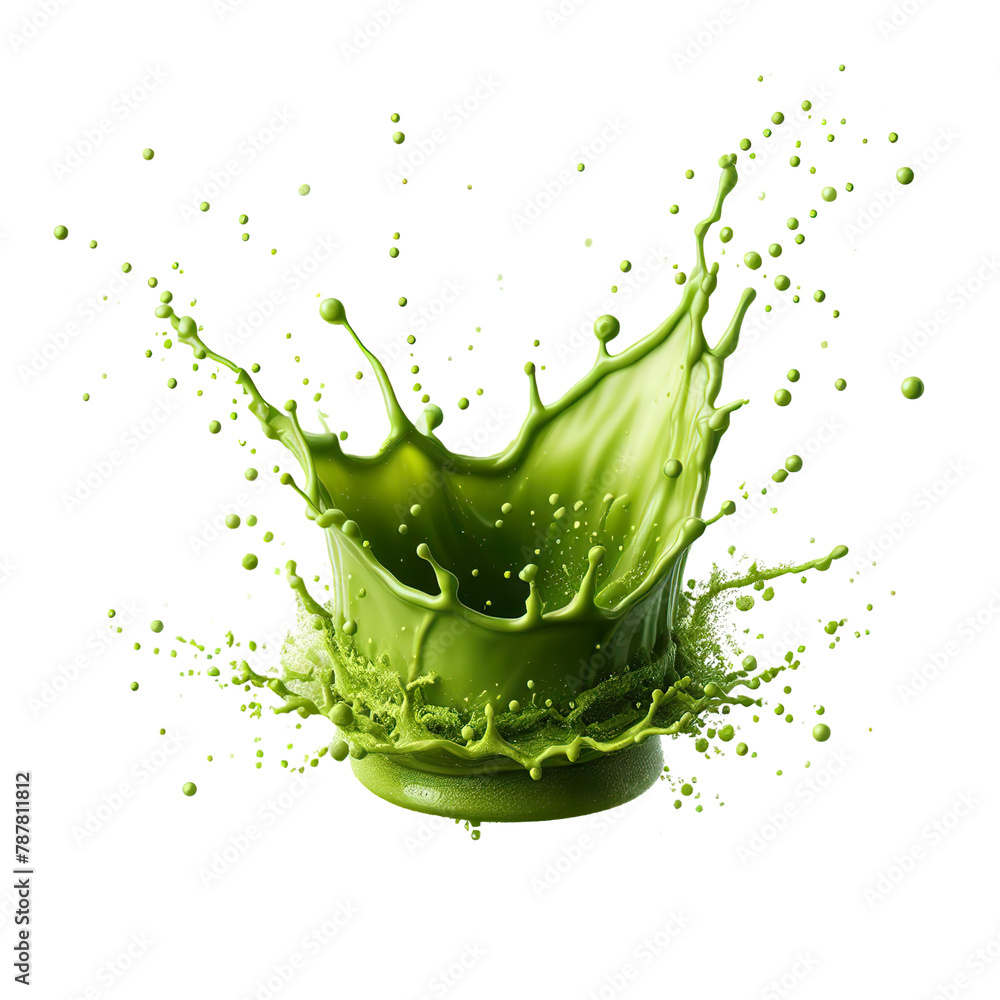 matcha splash on white background simple with drops in high resolution ...