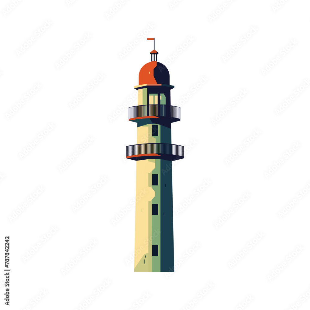 Vintage style lighthouse, watchtower clipart, isolated vector, flat ...