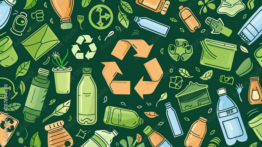 Reduce, Reuse, Recycle Illustrate a thumbnail featuring icons ...