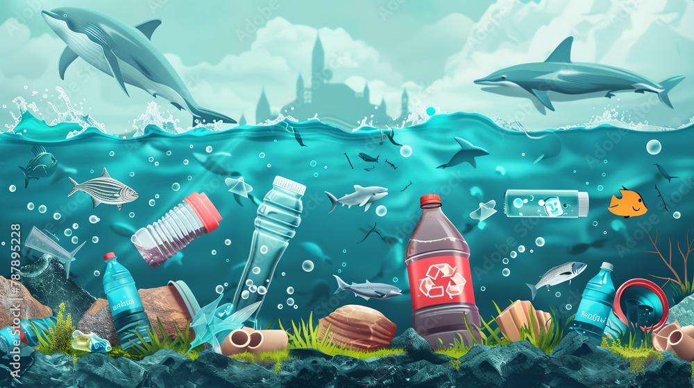 Plastic Pollution Solutions Design a vector infographic highlighting ...
