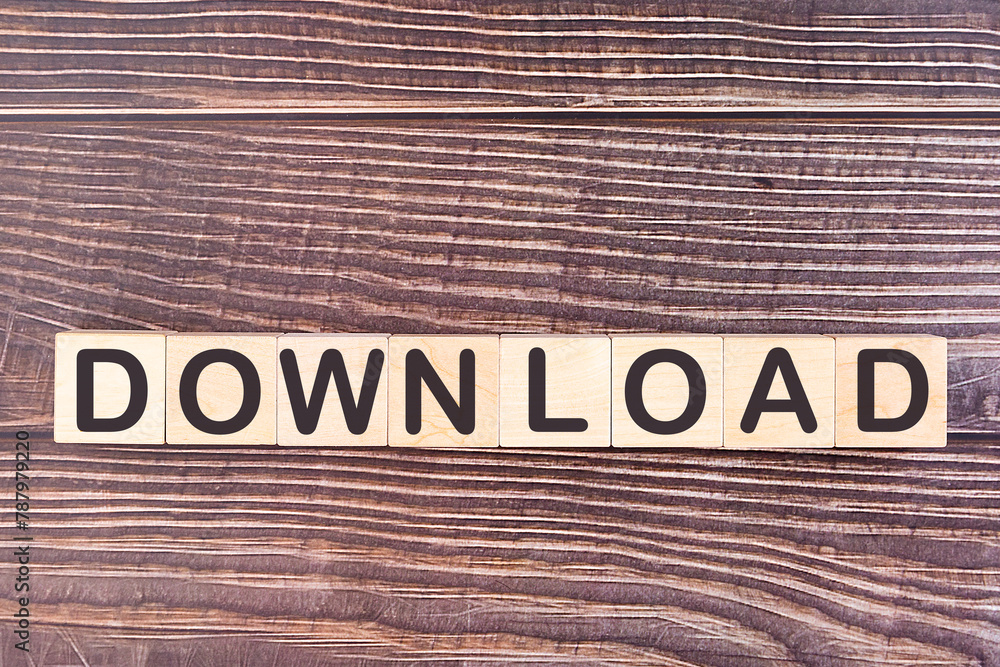 Foto de Stock DOWNLOAD word made with wood building blocks | Adobe Stock