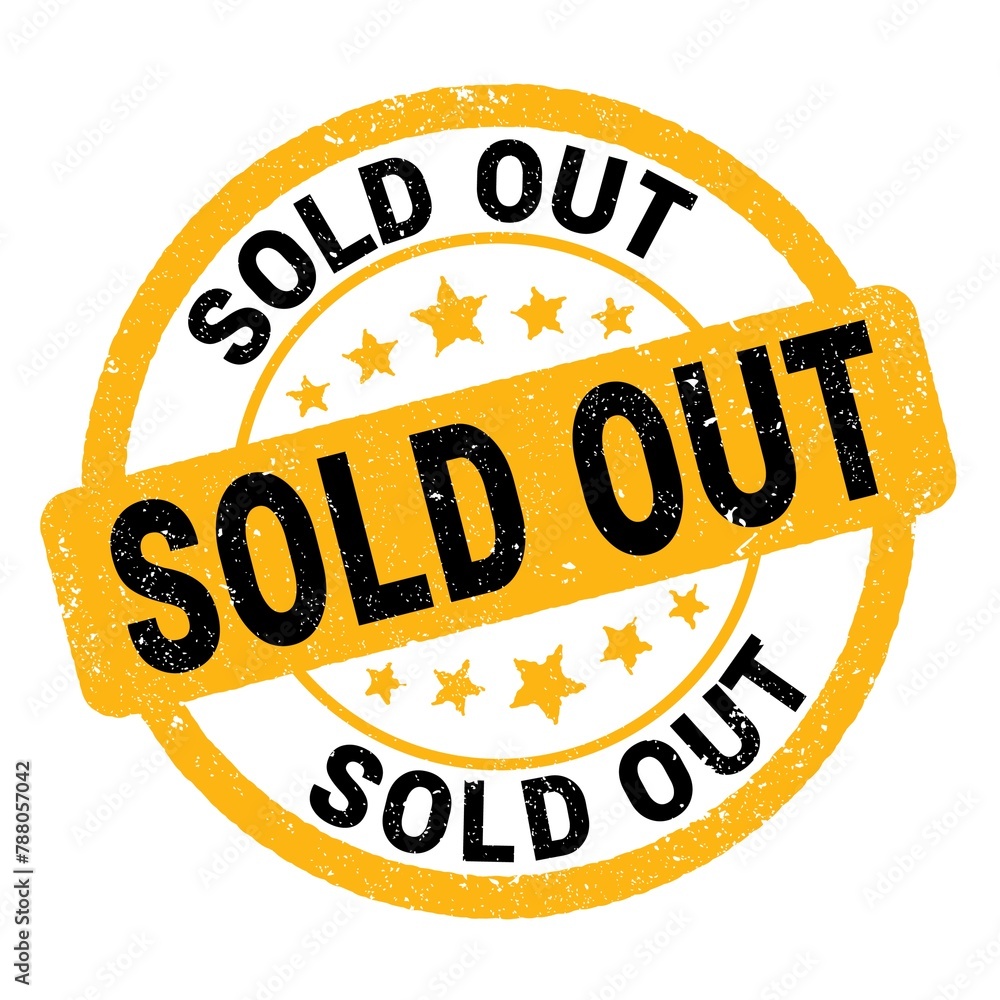 SOLD OUT text written on yellow-black round stamp sign. の Stock イラスト ...