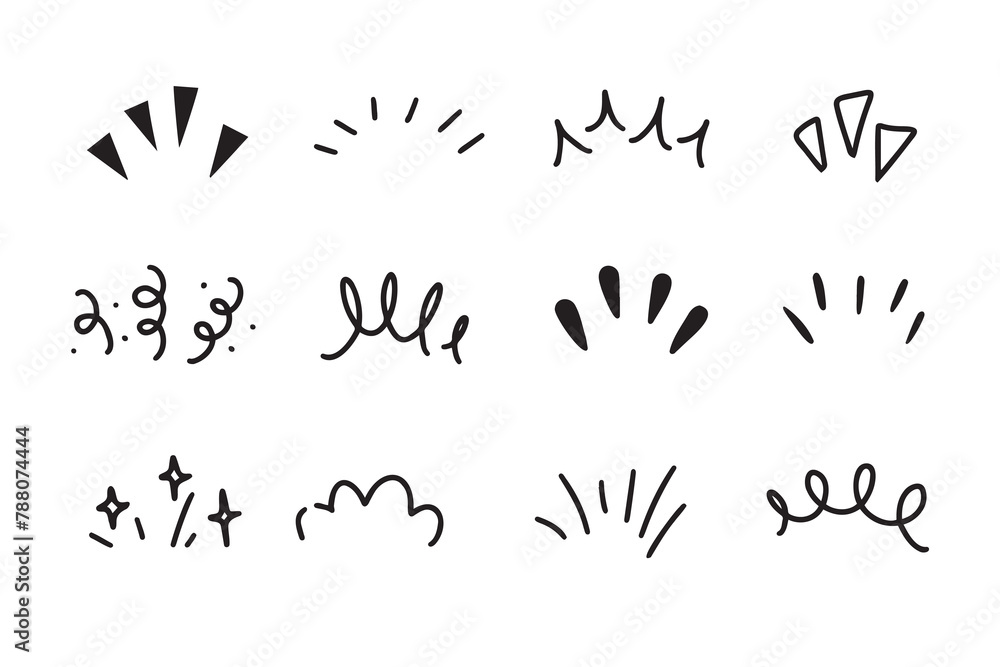 Drawings doodle set illustrations of lines showing concentrated lines ...